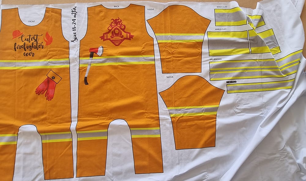 Cutest firefighter ever panel 1meter – Cotton Lycra 220 – Sassy Fabric ...